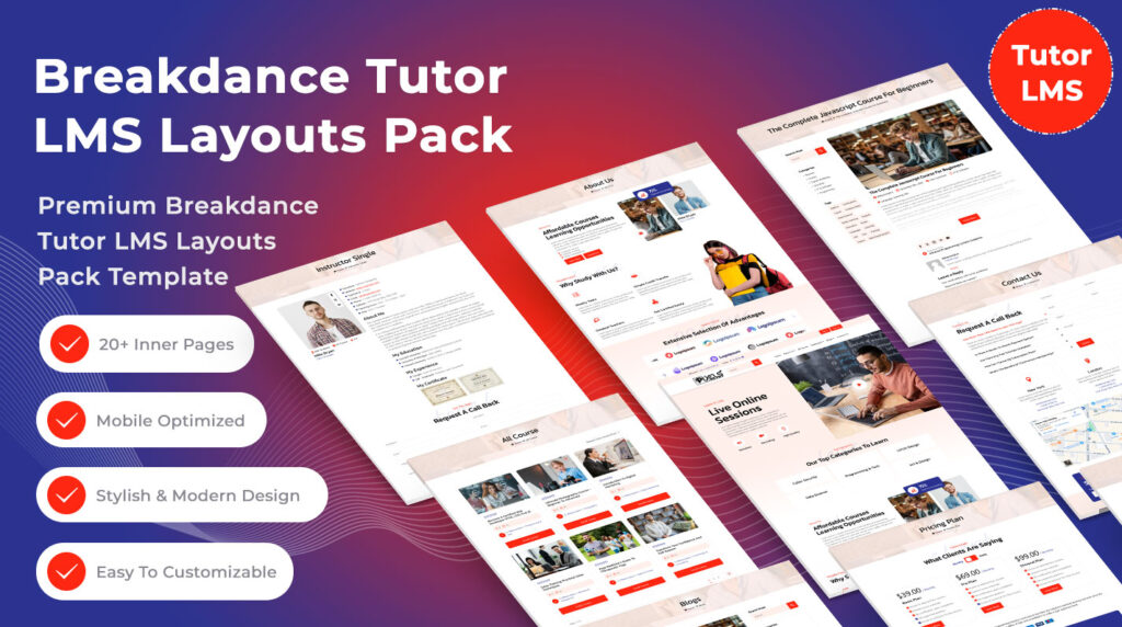 Breakdance Tutor LMS Layouts Pack