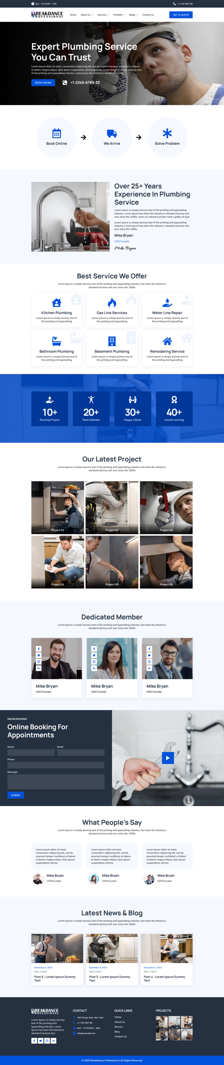 Breakdance Plumbing Service Layout