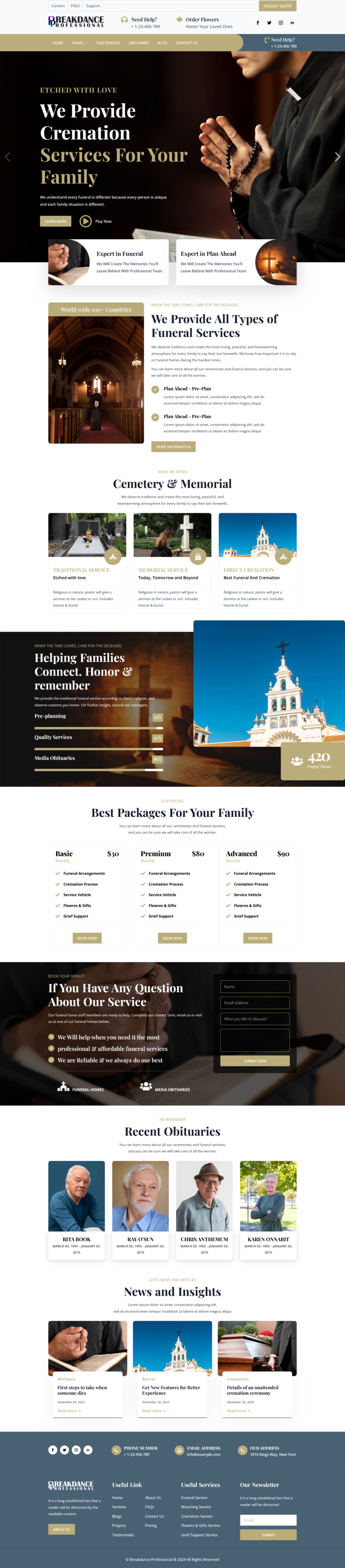 Breakdance Funeral Service Layout
